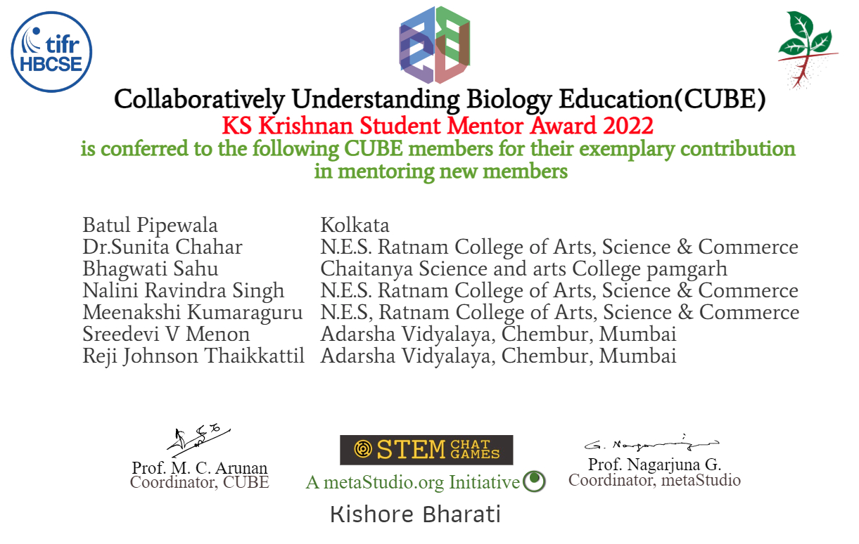 Announcement of CUBE Awards to the selected recipients for the year ...