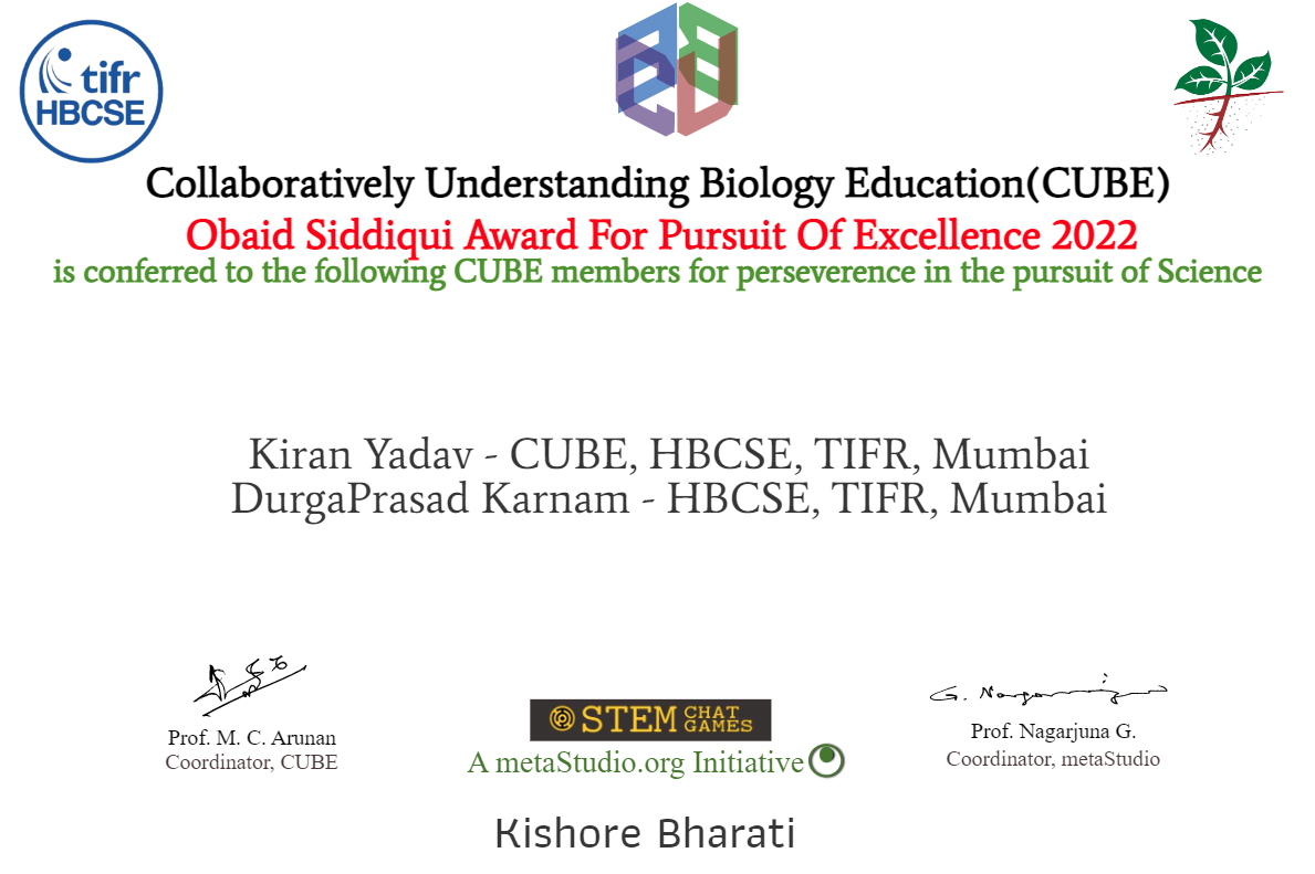 Announcement of CUBE Awards to the selected recipients for the year ...